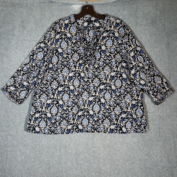 Talbots | Tops | Talbots Blouse Womens 2x Multi Color Floral Print ...